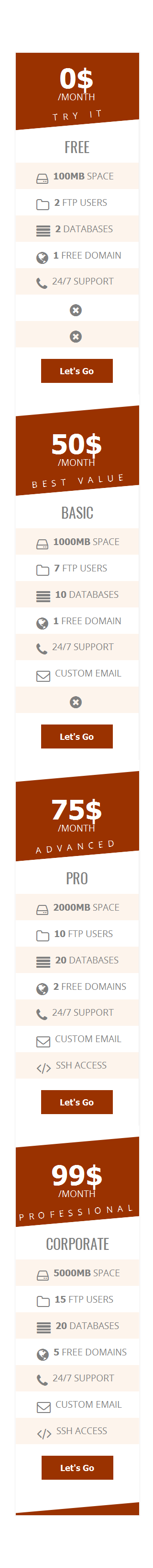 Slope - Flat Pricing Table by MondayFlight | CodeCanyon